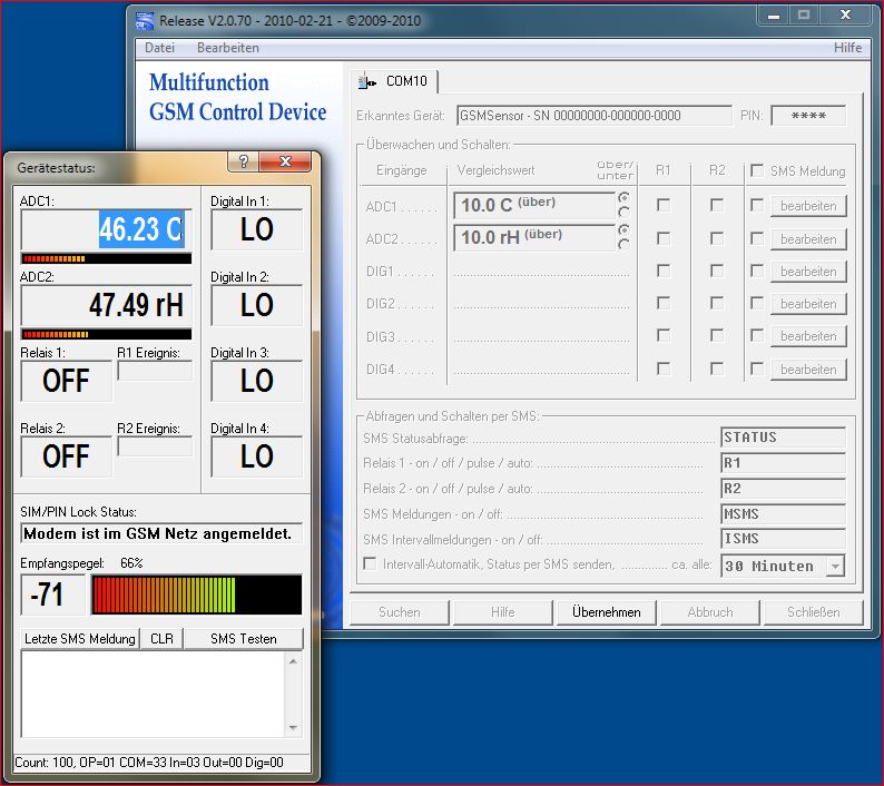 GSM Sensor Control Telemetrie- Steuerungs- und Regelungsgerät